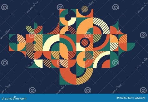 Abstract Geometric Background Over Dark Modular Tiling Ceramic Colored