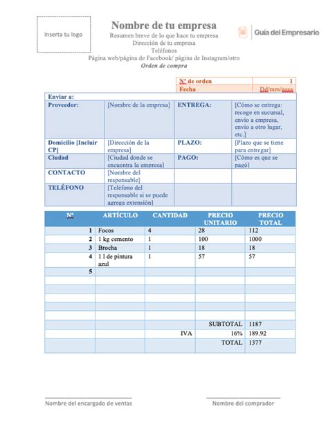 Formatos Orden De Compra Plantillas Excel Word Pdf 2024