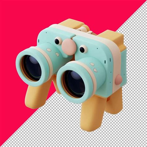 Бинокль мультфильм изометрический рендеринг белого фона Png Psd Премиум Ai сгенерированный Psd