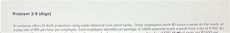 Solved Problem 2 9 Algoa Company Offers Id Theft