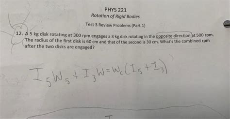 Solved 2 A 5 Kg Disk Rotating At 300rpm Engages A 3 Kg Disk