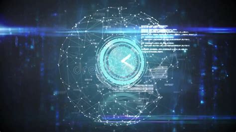 Animation Of Futuristic Digital Clock With Network Connections And Data Processing Stock Footage