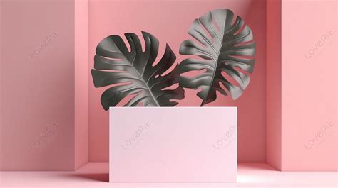 3d 렌더링 화려한 배경에 몬스테라 잎이 있는 세련된 분홍색 오픈 상자 모형 화려 배경 홍색 배경 판지 배경 이미지
