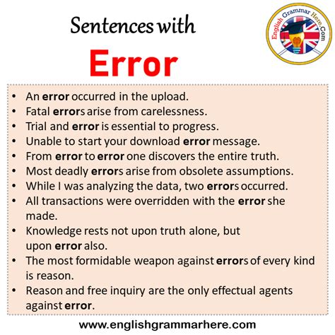 Sentences With Error Error In A Sentence In English Sentences For Error English Grammar Here