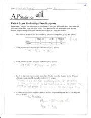 AP Stats Unit 6 Exam Free Response AP Statistics Unit 6 Exam