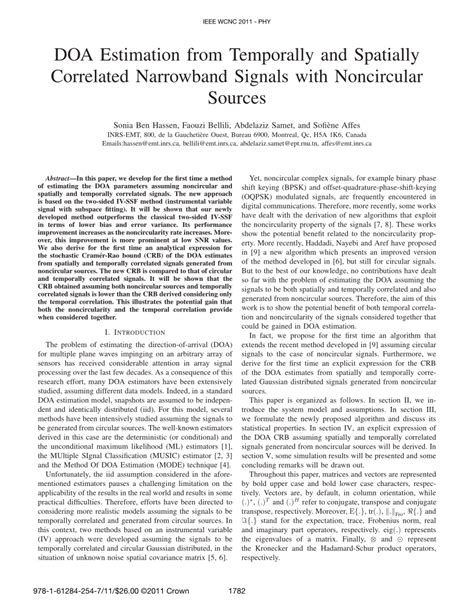Pdf Doa Estimation From Temporally And Spatially Correlated Narrowband Signals With
