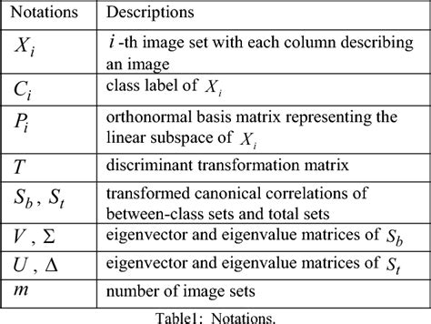 Table 1 From Incremental Discriminative Analysis Of Canonical Correlations For Action