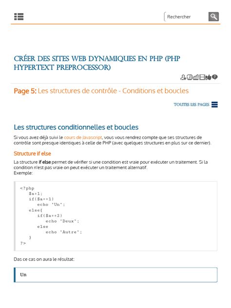 Les Structures De Contrôle Conditions Et Boucles Pdf