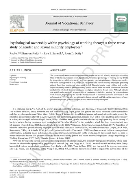 Pdf Psychological Ownership Within Psychology Of Working Theory A