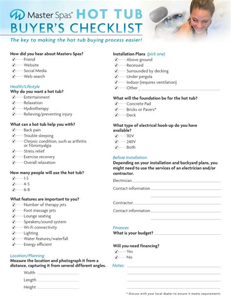 Hot Tub Buyers Checklist