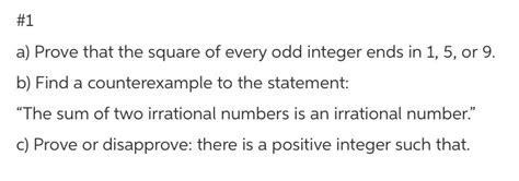 Solved 1 A Prove That The Square Of Every Odd Integer Ends