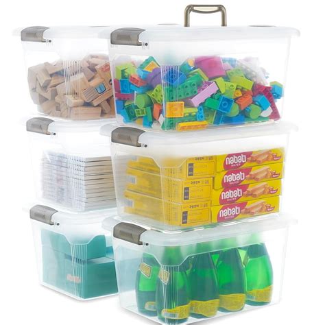 Citylife 14 Qt Storage Bins With Lids Clear Plastic Bins With Grey