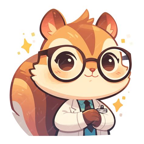 Premium Vector A Clever Squirrel Doctor Cartoon Style