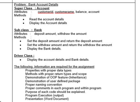 Solved Problem Bank Account Details Super Class Account