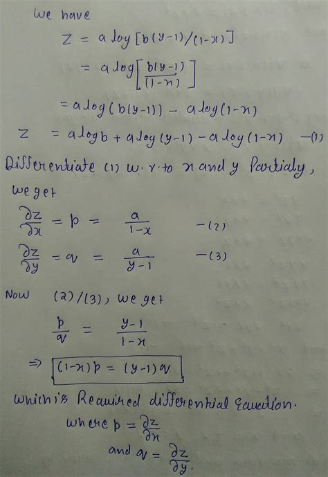 [solved] Form The Partial Differential Equation By Eliminating The