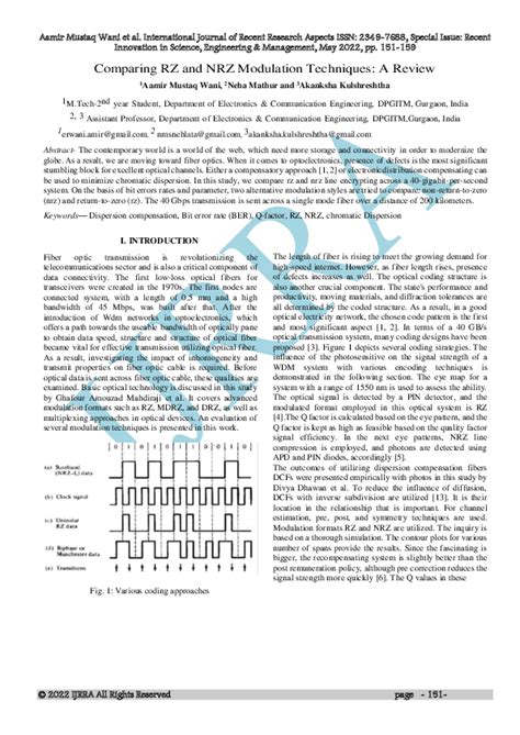 Pdf Comparing Rz And Nrz Modulation Techniques A Review
