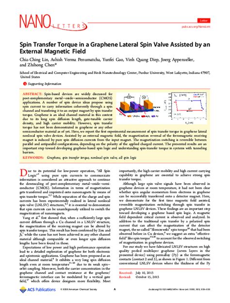Pdf Spin Transfer Torque In A Graphene Lateral Spin Valve Assisted By An External Magnetic