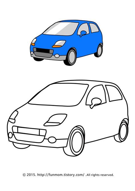 쉬운 자동차색칠공부프린트 Car Coloring Page 백설공주 색칠공부 자동차 어린이 그림 그리기