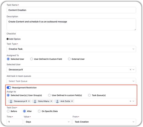 ‎task assignee governance sprinklr help center