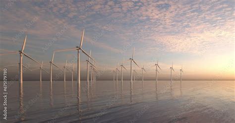 Rotating Wind Power Machine As Renewable Alternate Green Energy Windmill 3d Animation 4k