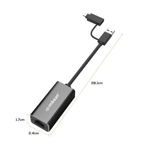 Mbeat Usb Gigabit Lan Adapter With Usb C Converter