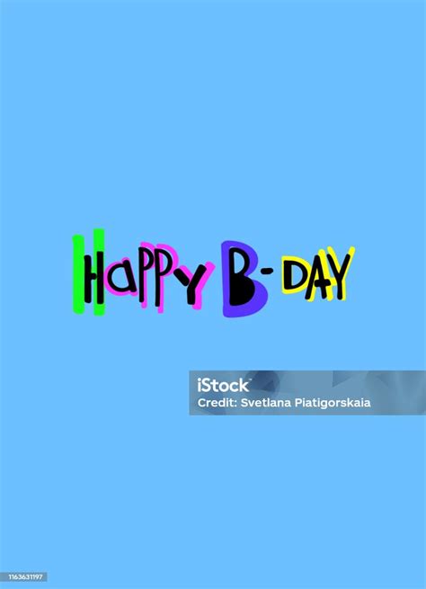 생일 인사말 카드입니다 파란색 배경에 재미있는 만화 스타일의 여러 가지 빛깔의 글자 0명에 대한 스톡 벡터 아트 및 기타 이미지 0명 기념일 다중 색상 Istock