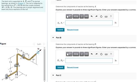 Solved The Bent Rod Is Supported At Ab And C By Journal