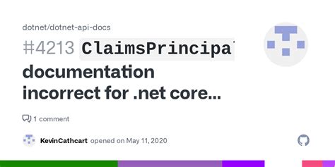 `claimsprincipalcurrent` Documentation Incorrect For Net Core All Versions · Issue 4213