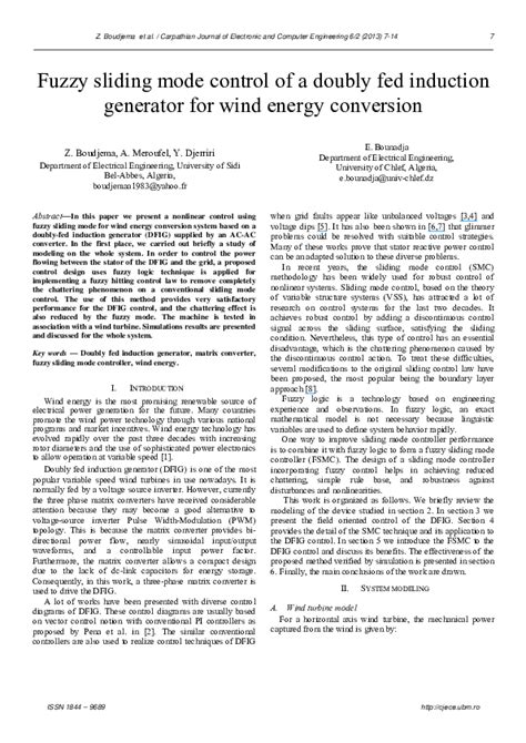 Pdf Fuzzy Sliding Mode Control Of A Doubly Fed Induction Generator For Wind Energy Conversion