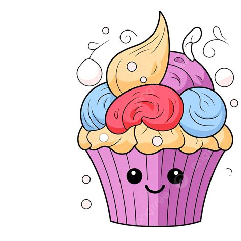 아이들을 위한 숫자 스퀴시멜로 색칠 페이지 게임으로 컵케이크 색상 가와이 만화 벡터 컬러 북 삽화 책 Png 일러스트 및