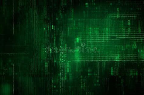 Green Digital Binary Data On Computer Screen Background Matrix Style