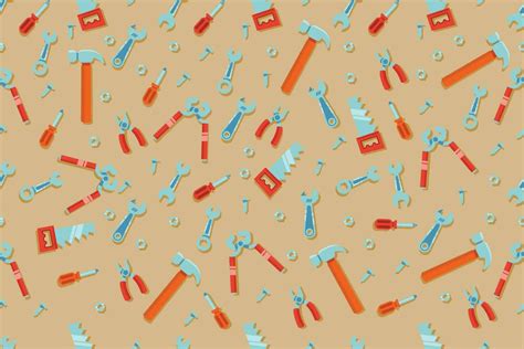 Engineering Workshop Tool Cartoon Seamless Pattern 26592878 Vector Art