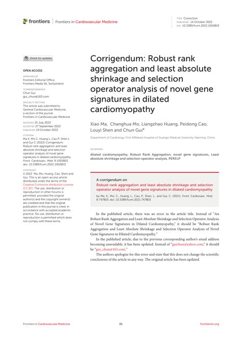 pdf corrigendum robust rank aggregation and least absolute shrinkage