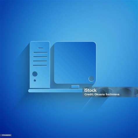 종이 잘라 키보드와 마우스 아이콘파란색 배경에 격리 컴퓨터 모니터 Pc 구성 요소 기호입니다 종이 아트 스타일입니다 벡터 일러스트레이션 0명에 대한 스톡 벡터 아트 및 기타