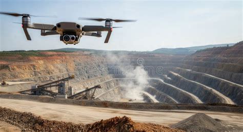 Aerial View Of Open Pit Mine With Drone Capturing Industrial Landscape