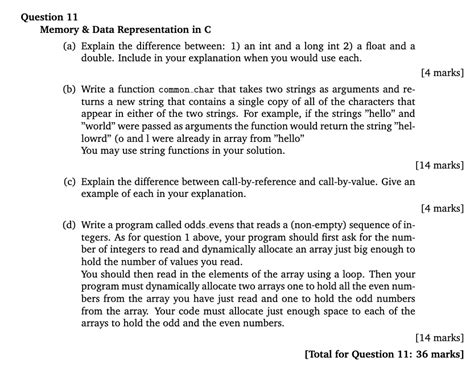 Solved Question 11 Memory Data Representation In C A Explain The