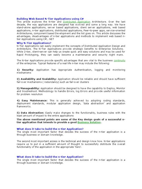 Building Web Based N Tier Applications Using C Distributed Application Pdf Web Application