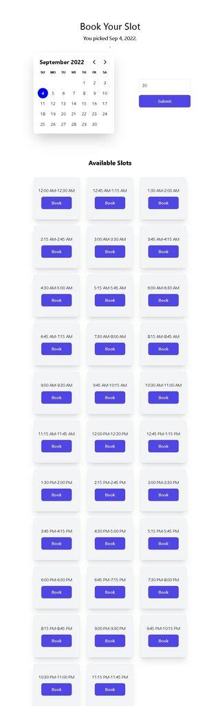 Nodejs Logic For A Booking System To Show Available Slots Based On User Input Stack Overflow