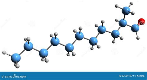 3d image of aldehyde c 12 mna skeletal formula stock illustration