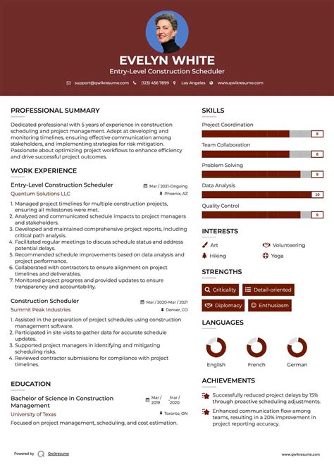 Construction Scheduler Sample Resume Construction Manager Resume