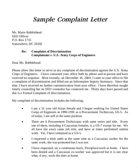 Letter Of Complaint Template