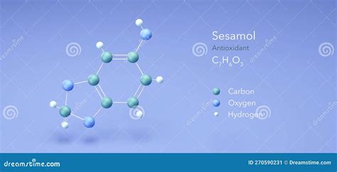 Sesamol Molecule Molecular Structures Antioxidant 3d Model Structural Chemical Formula And