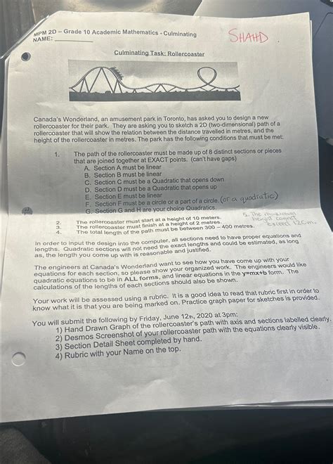 Solved MPM D Grade Academic Mathematics Chegg
