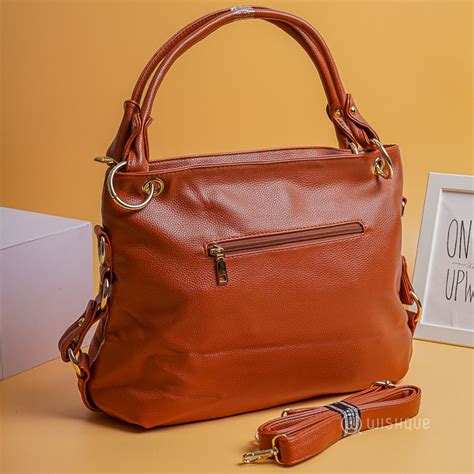Womens Smart Casual Pu Leather Handbag Brown Wishque Sri Lankas Premium Online Shop