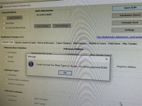 Why Wont The Universal Pokemon Randomizer Accept “pokemon Too Many Types” Rroms