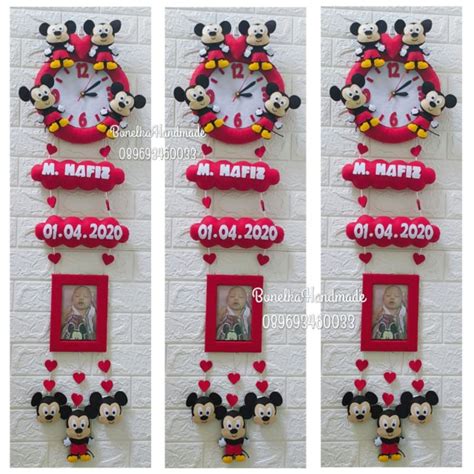 Jual Jam Dinding Karakter Bingkai Foto Mickey Mouse Doraemon Hello