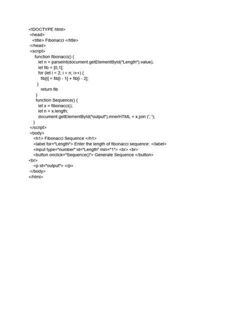 Code For Fibonacci Sequence Pdf
