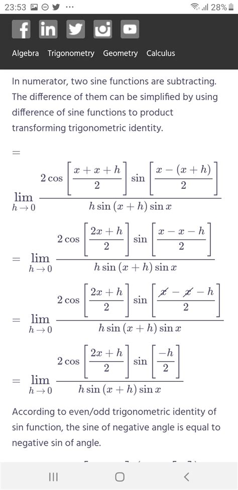 Please Help Me With The Proof Of The Derivative Of Cscx Using The Definition Of Derivative I