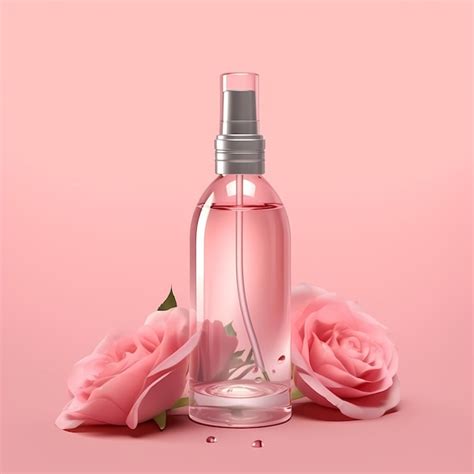 Premium Ai Image Pink Perfume Bottle On Pastel Pink Background Roses
