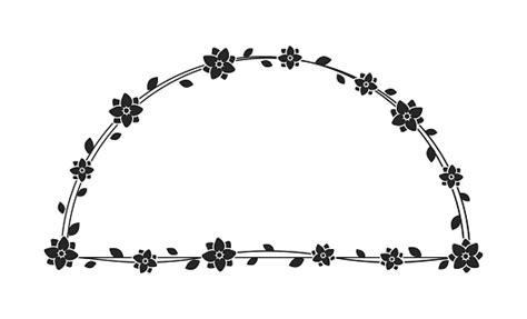 꽃 아치 프레임 템플릿입니다 덩굴과 손으로 그린 꽃 패턴이 있는 기하학적 테두리 텍스트 공간이 있는 벡터 둥근 테두리입니다 0